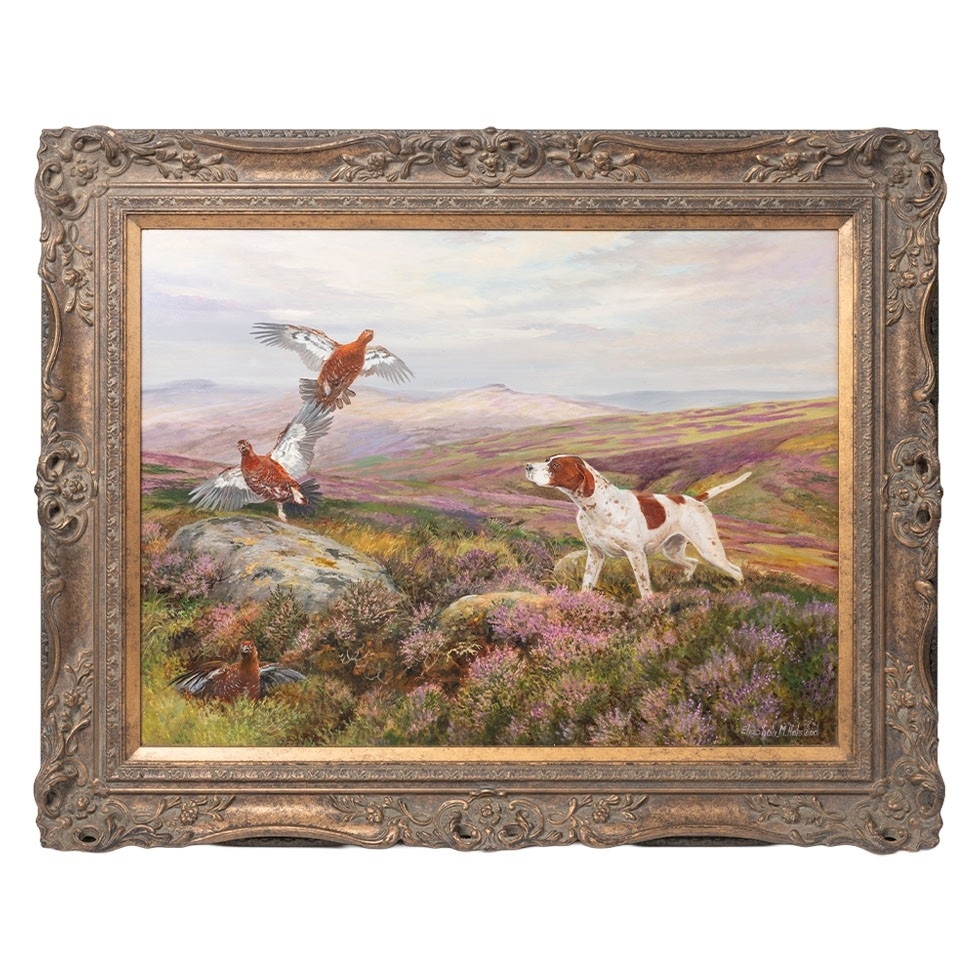 Elizabeth Halstead | an oil on board depicting a game bird scene, with ...