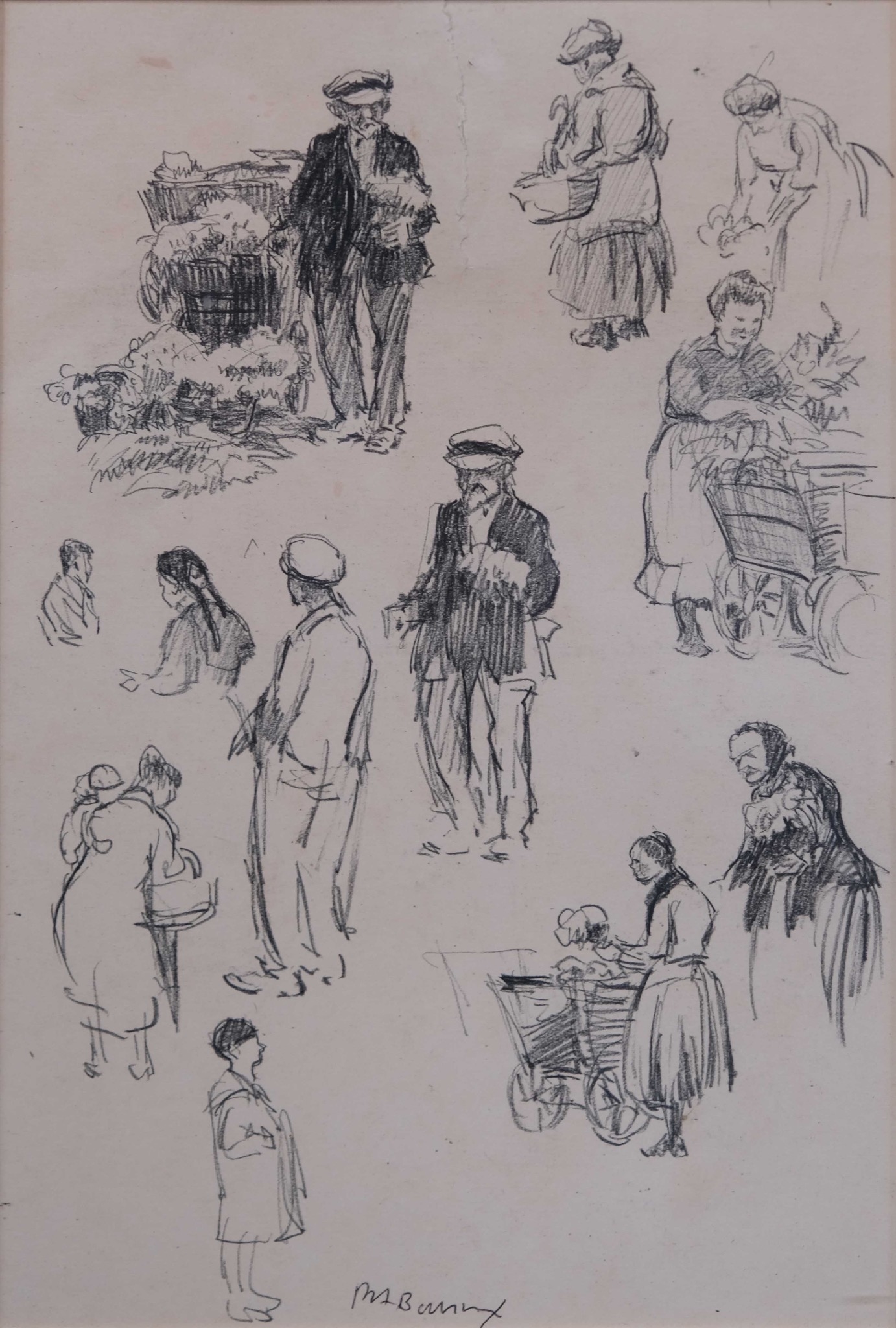 Paul Adrien Bouroux | Etude de personnages au marché | MutualArt