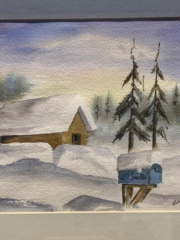 Bob Lund | winter homestead scene | MutualArt