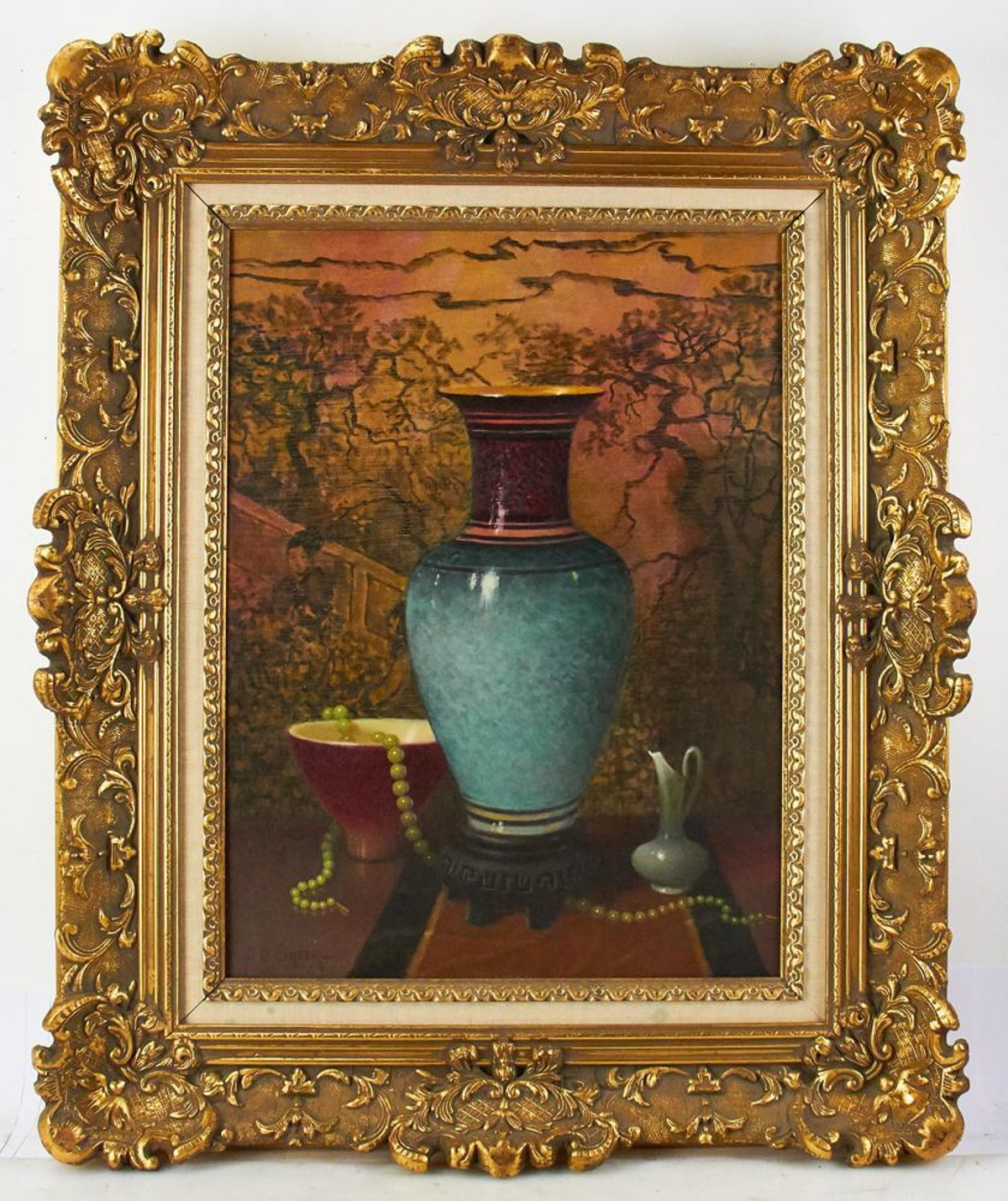 Greer A.D. | Still life with vase, bowl, ewer, and jade strand ...