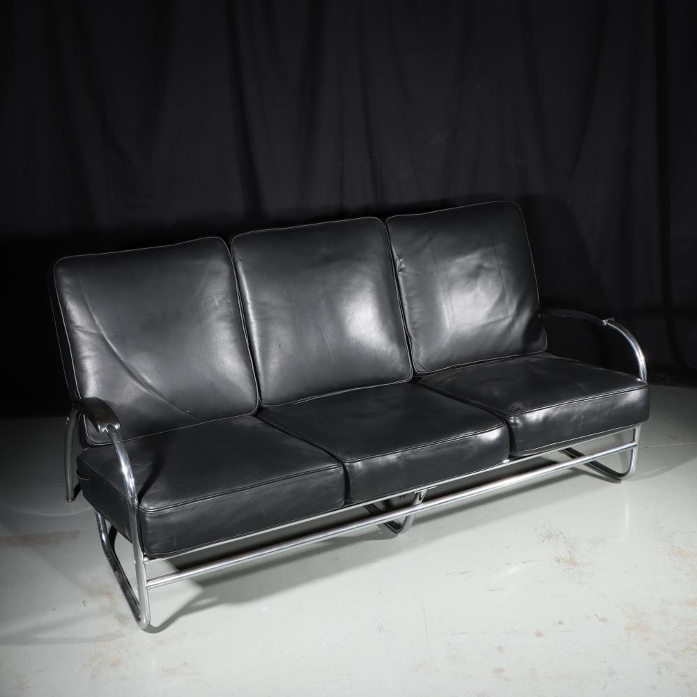 Kem Weber | Art Deco/Machine Age Tubular 3-seat sofa | MutualArt