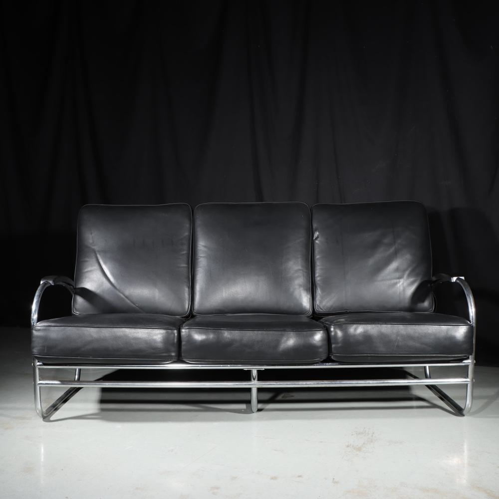 Kem Weber | Art Deco/Machine Age Tubular 3-seat sofa | MutualArt
