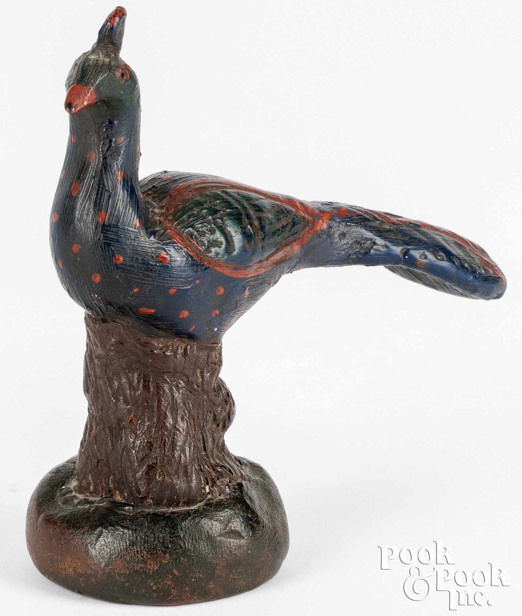 Isaac Stahl | painted redware peacock | MutualArt