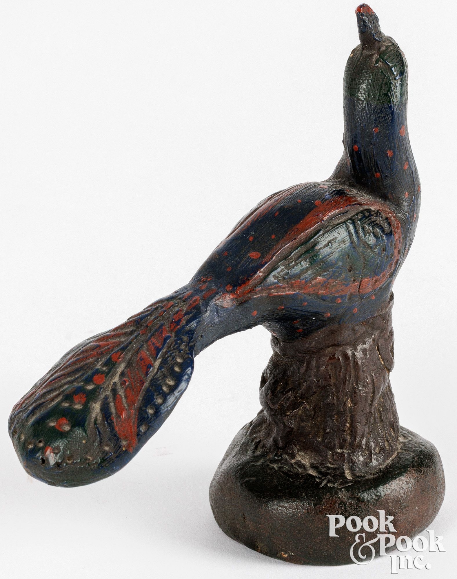 Isaac Stahl | painted redware peacock | MutualArt