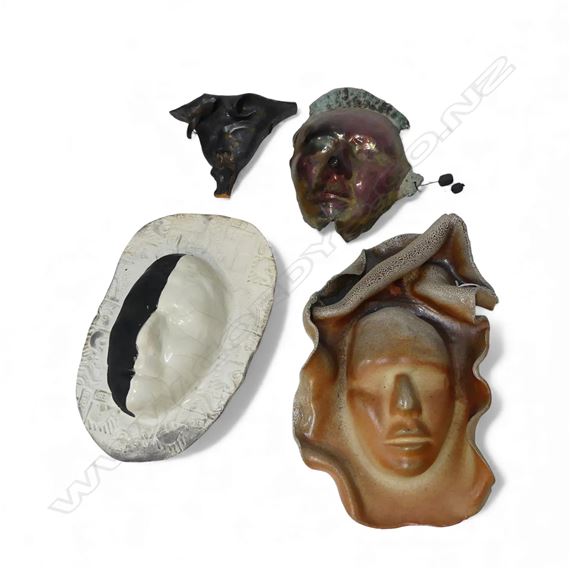 Margaret Bell | 4 N.Z. STUDIO POTTERY WALL HANGING MASKS | MutualArt