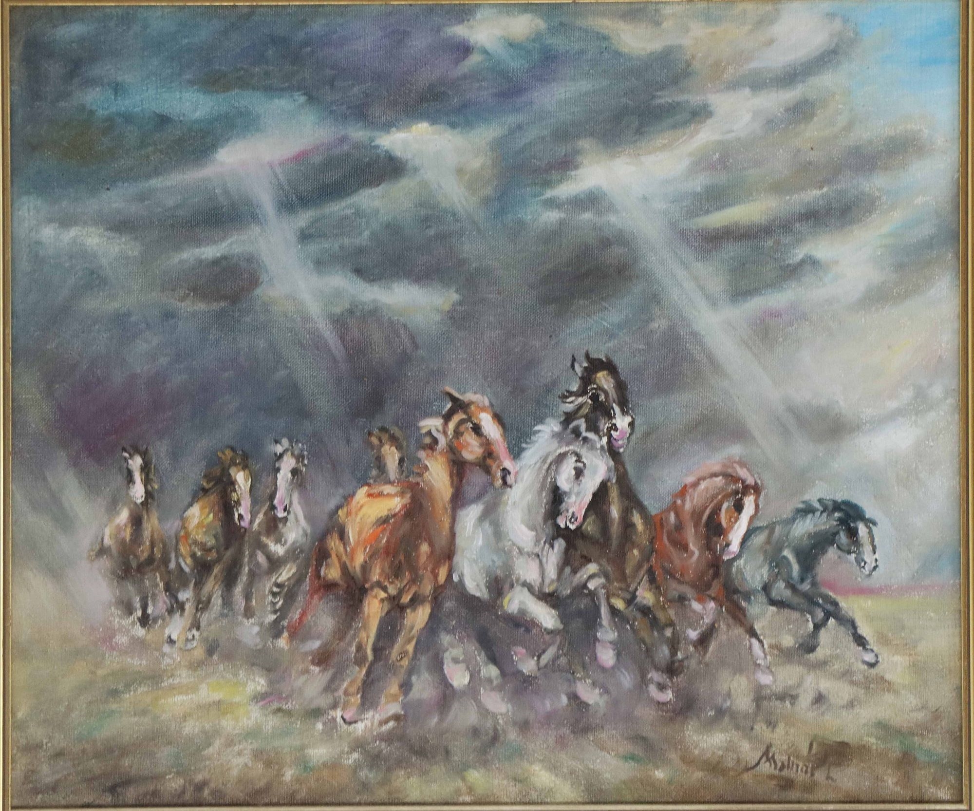 George Molnar | Oil on Canvas Impressionist Equine Landscape | MutualArt