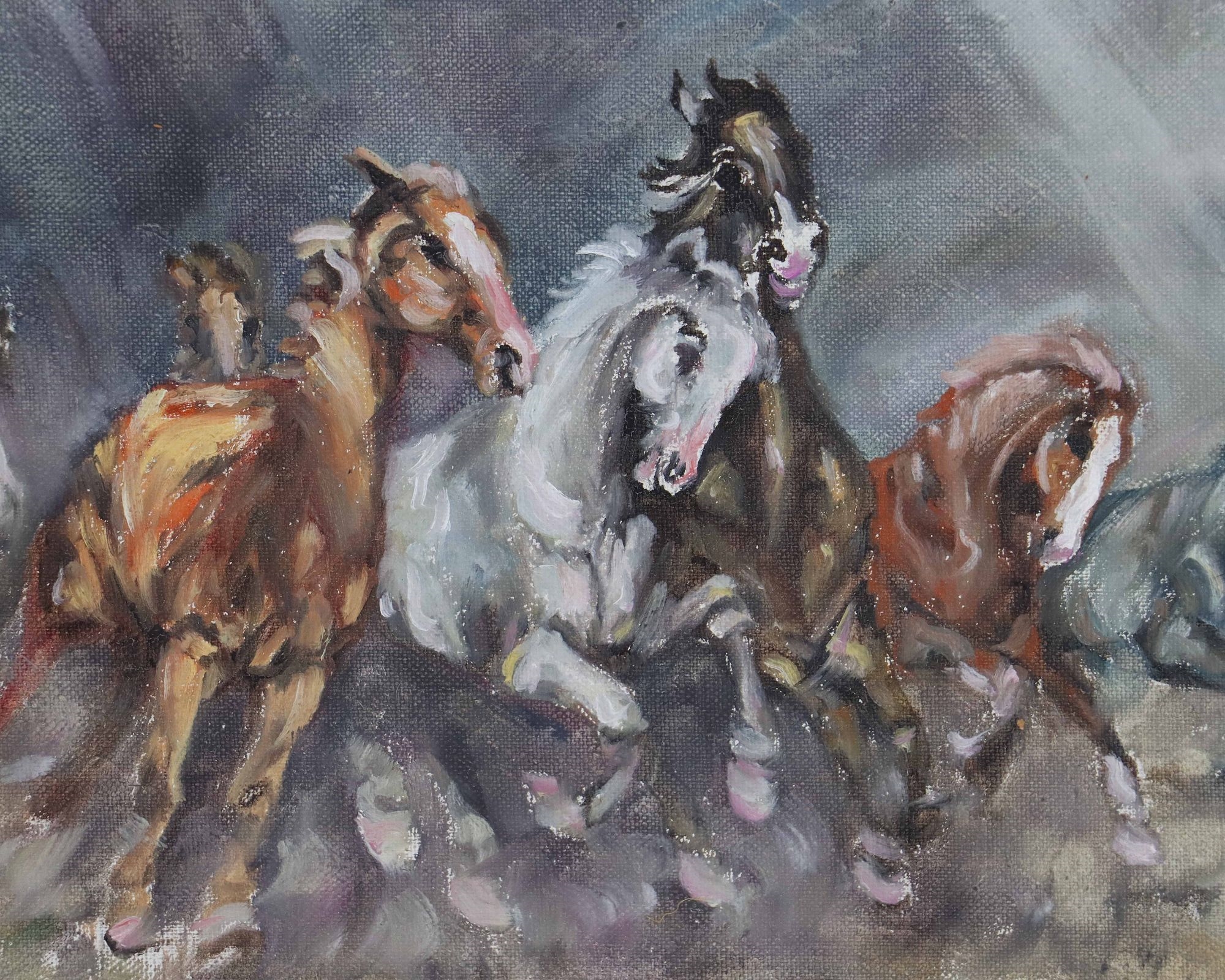 George Molnar | Oil on Canvas Impressionist Equine Landscape | MutualArt