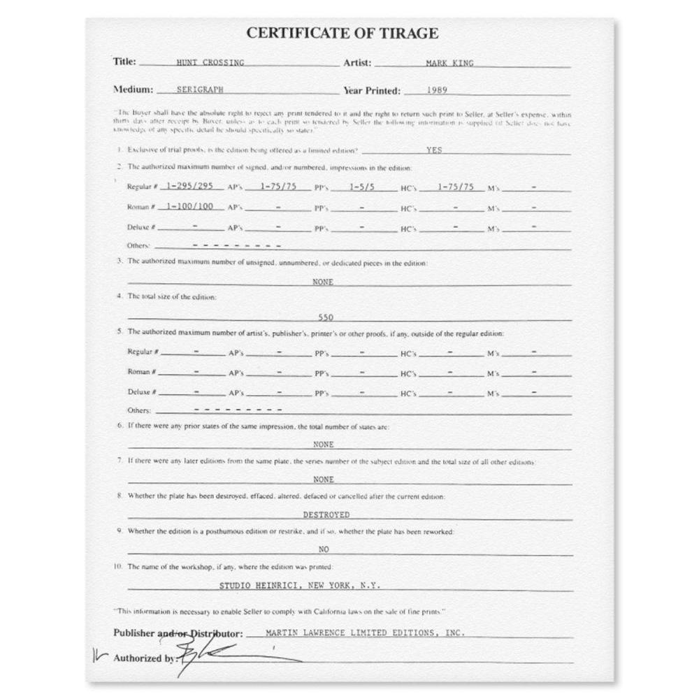 Mark King | Hunt Crossing | MutualArt