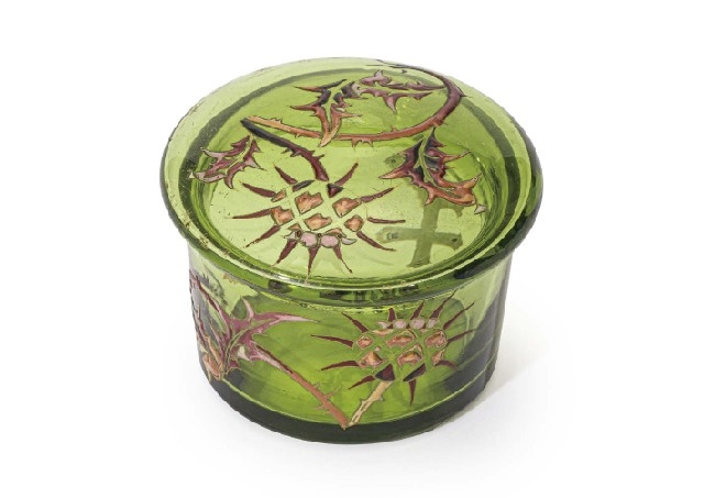 Emile Gallé | Box with lid with design of Thistle and Lorraine cross ...