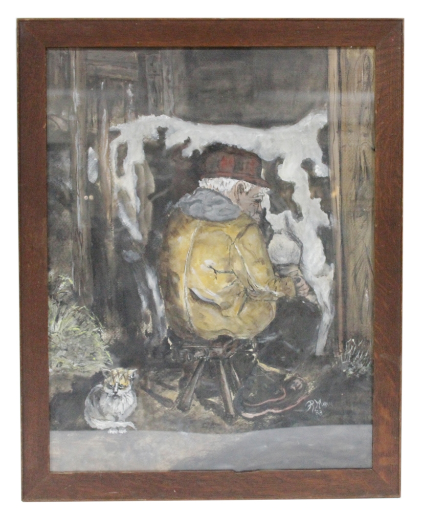 R. Murray | Farmer Milking Cow | MutualArt
