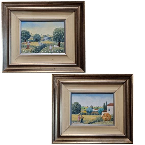 Francesco Maiolo | Animated landscapes PAIR OF OILS ON CARDBOARD ...