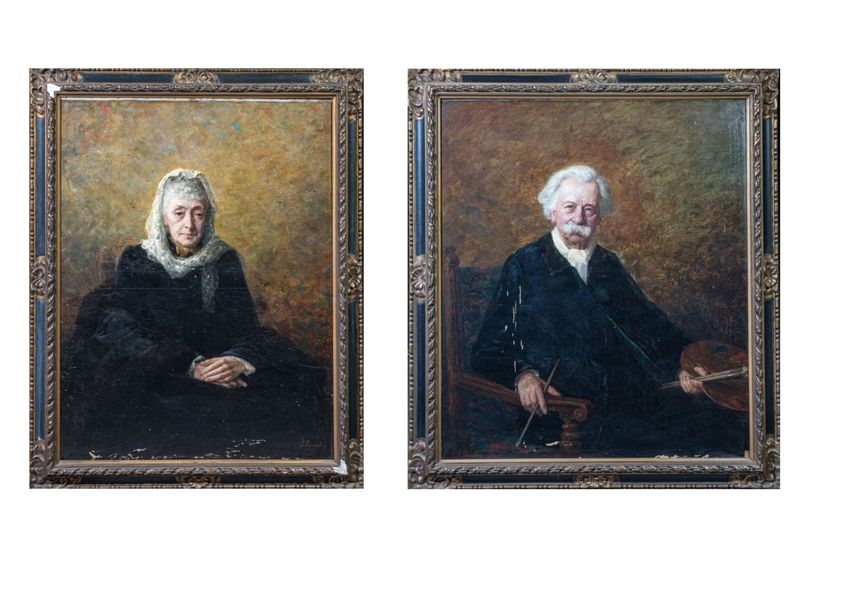 Joseph Perrachon | Portraits of André PERRACHON with palette and Madame ...