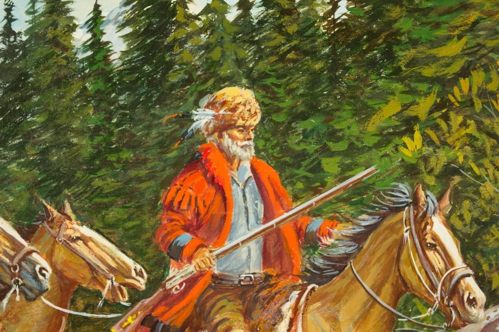 Harold Watt | fur trappers fording a river on horseback | MutualArt