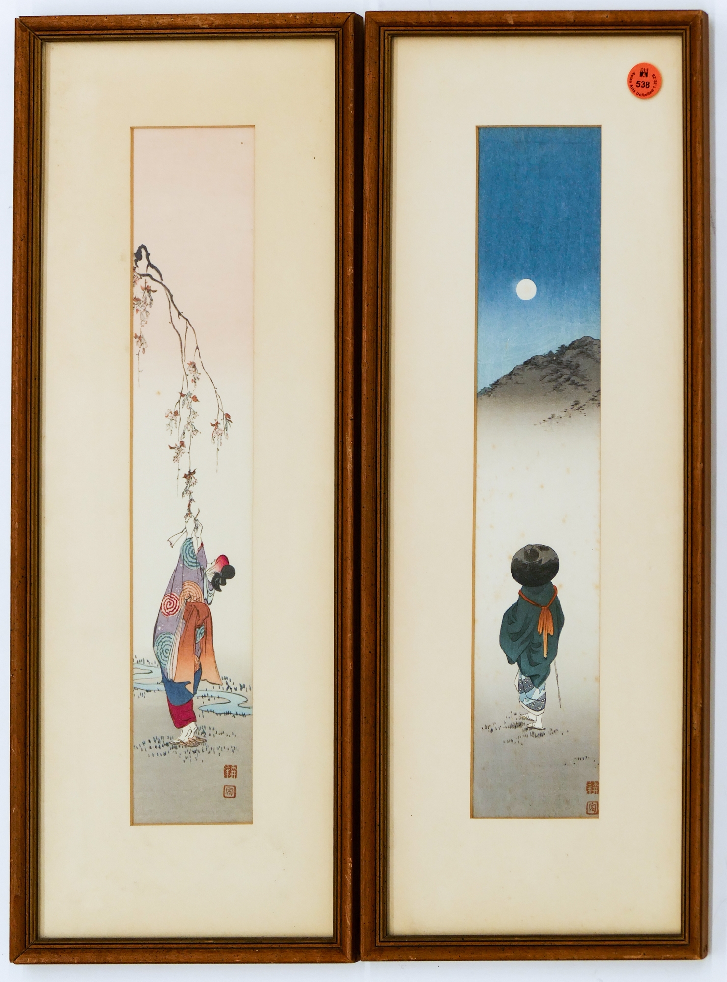 Shoda Koho | 2pc Shoda Koho Japanese Tanzaku Woodblock Prints Framed ...