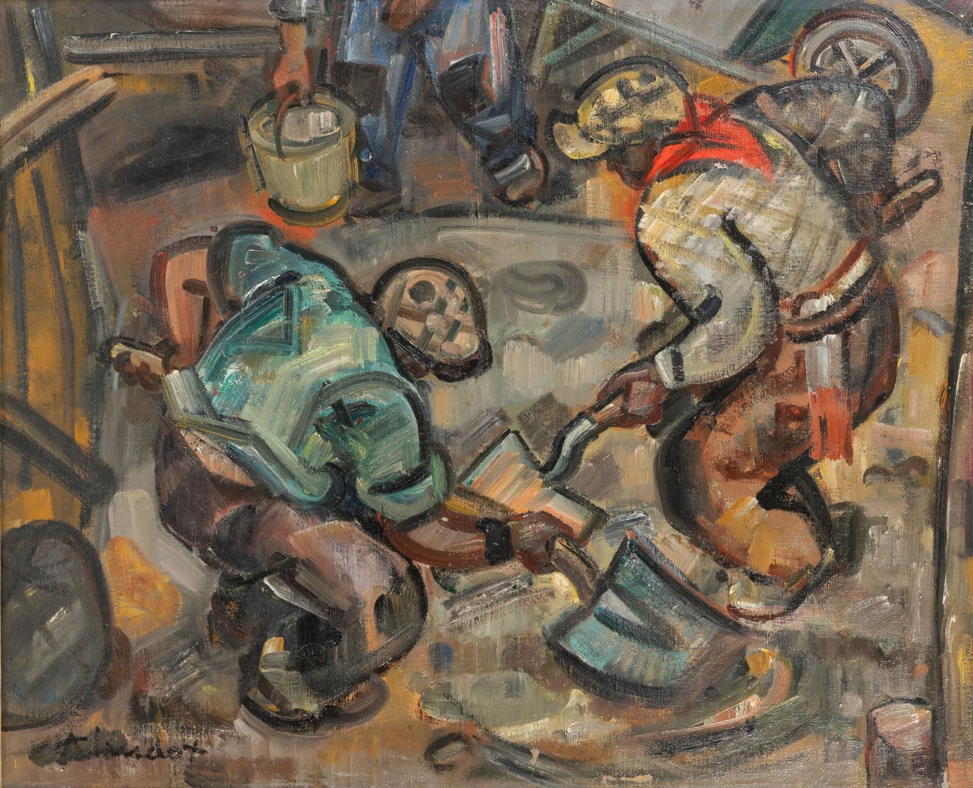 Andre Claudot | Cement workers at work | MutualArt