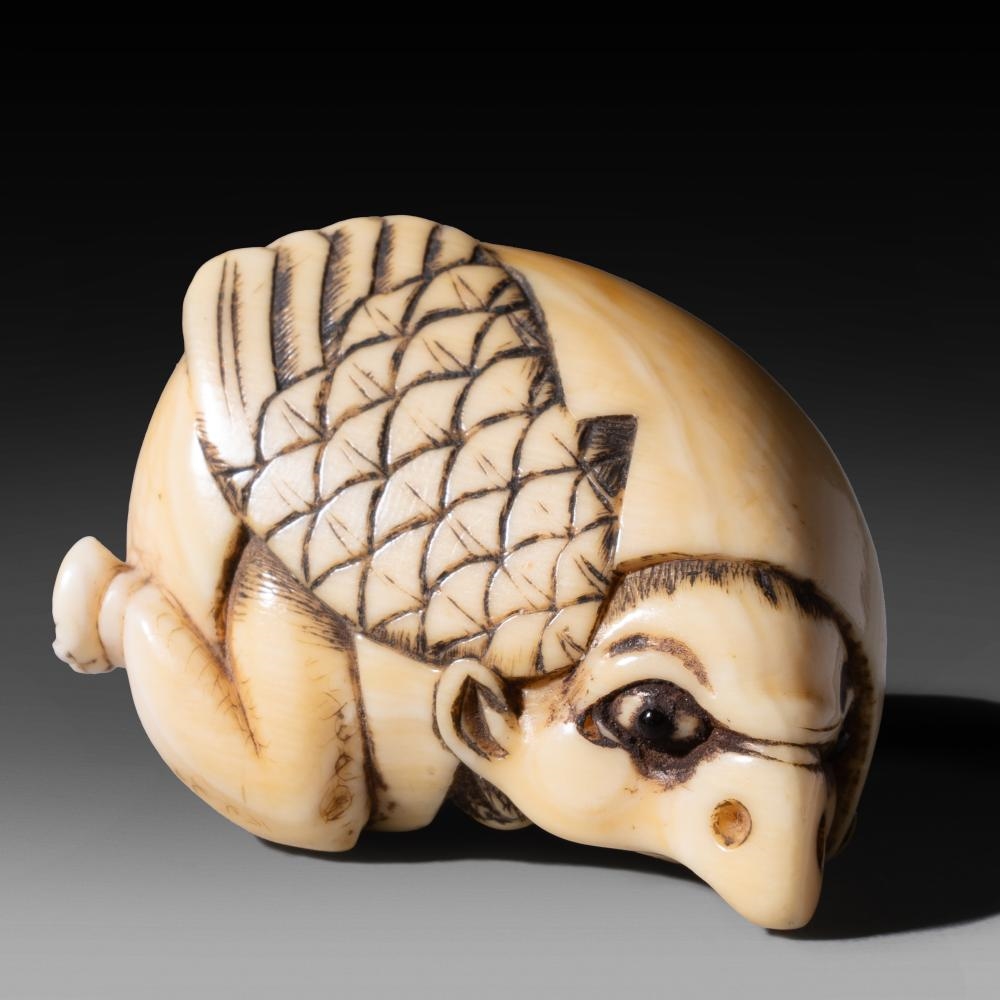 Japanese School, 19th Century | A Japanese ivory netsuke of a hatching ...
