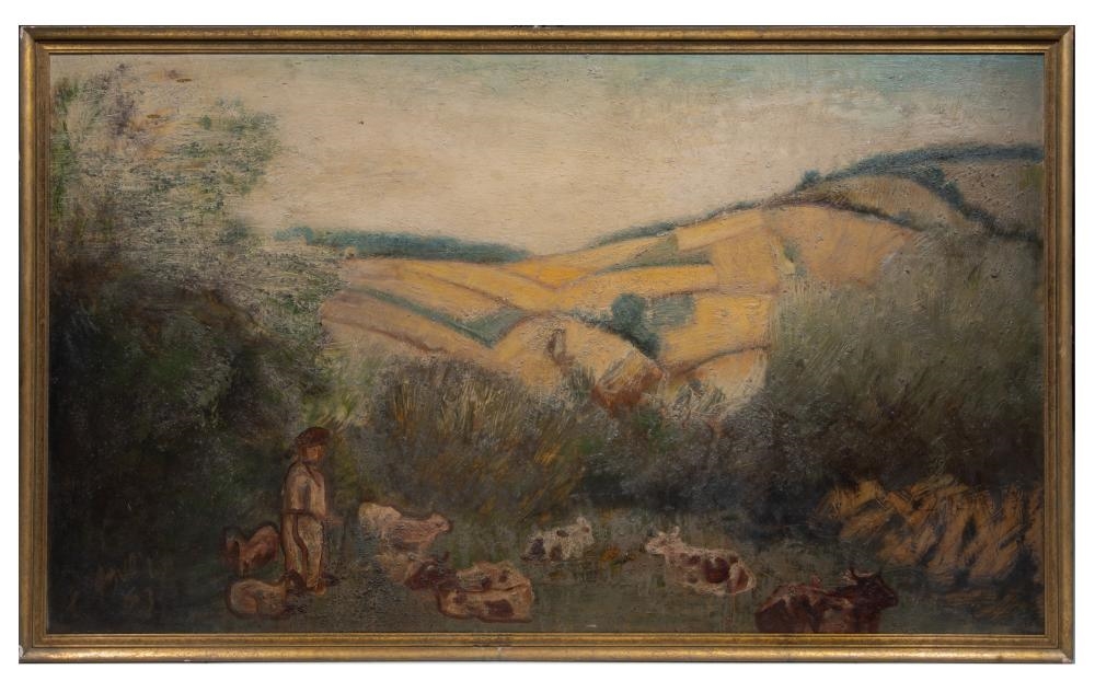 Floris Jespers | shepherd with his cattle in a landscape (1943) | MutualArt