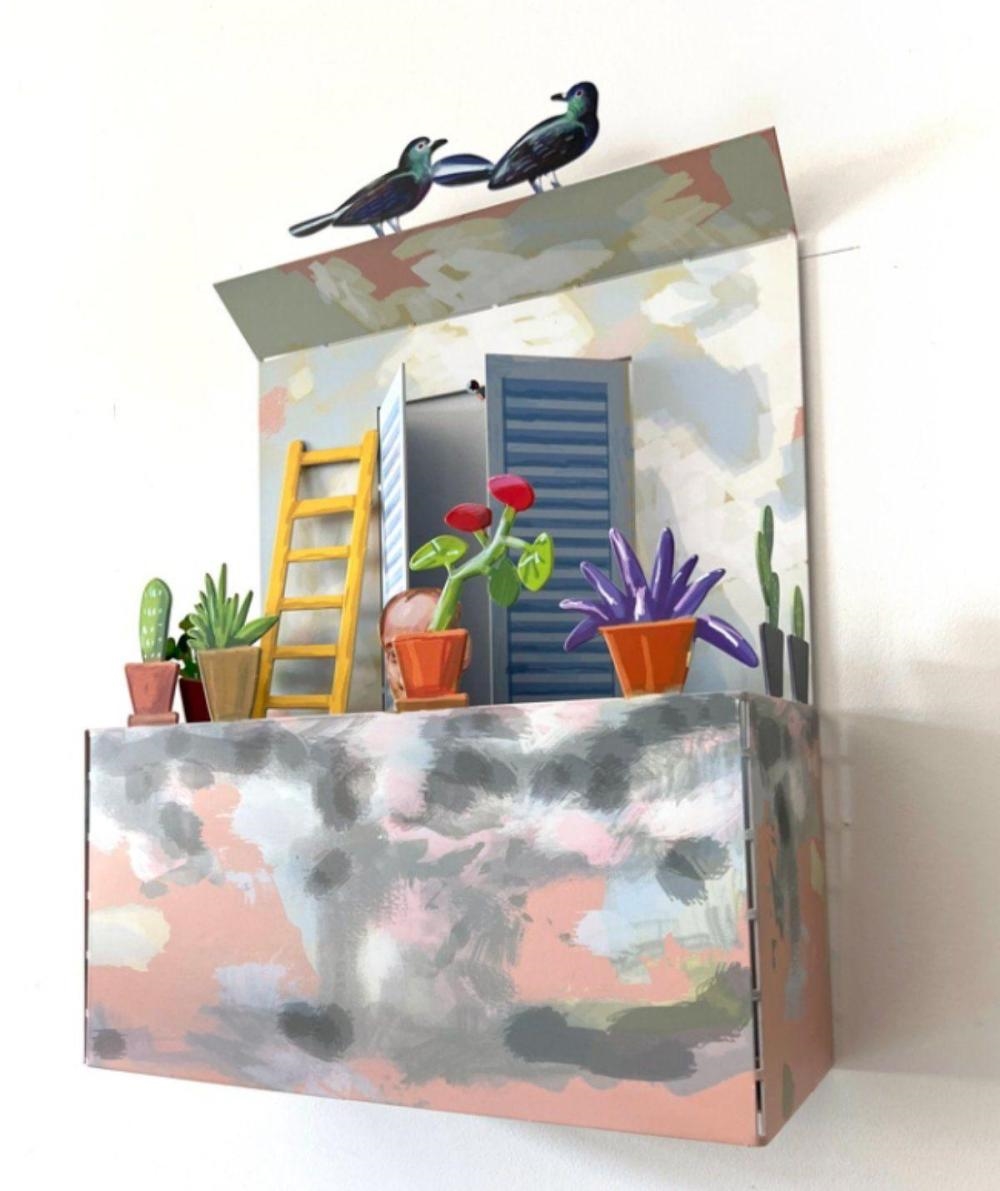 David Gerstein | BALCONY WITH MAN | MutualArt