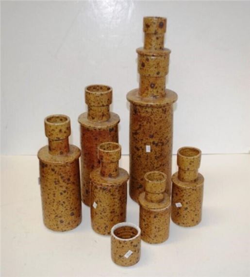 Col Levy | 7 graduated Australian pottery canisters | MutualArt