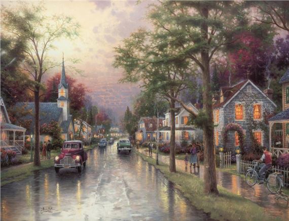 Kinkade Thomas | Hometown Morning (2000) | Artwork performance at ...