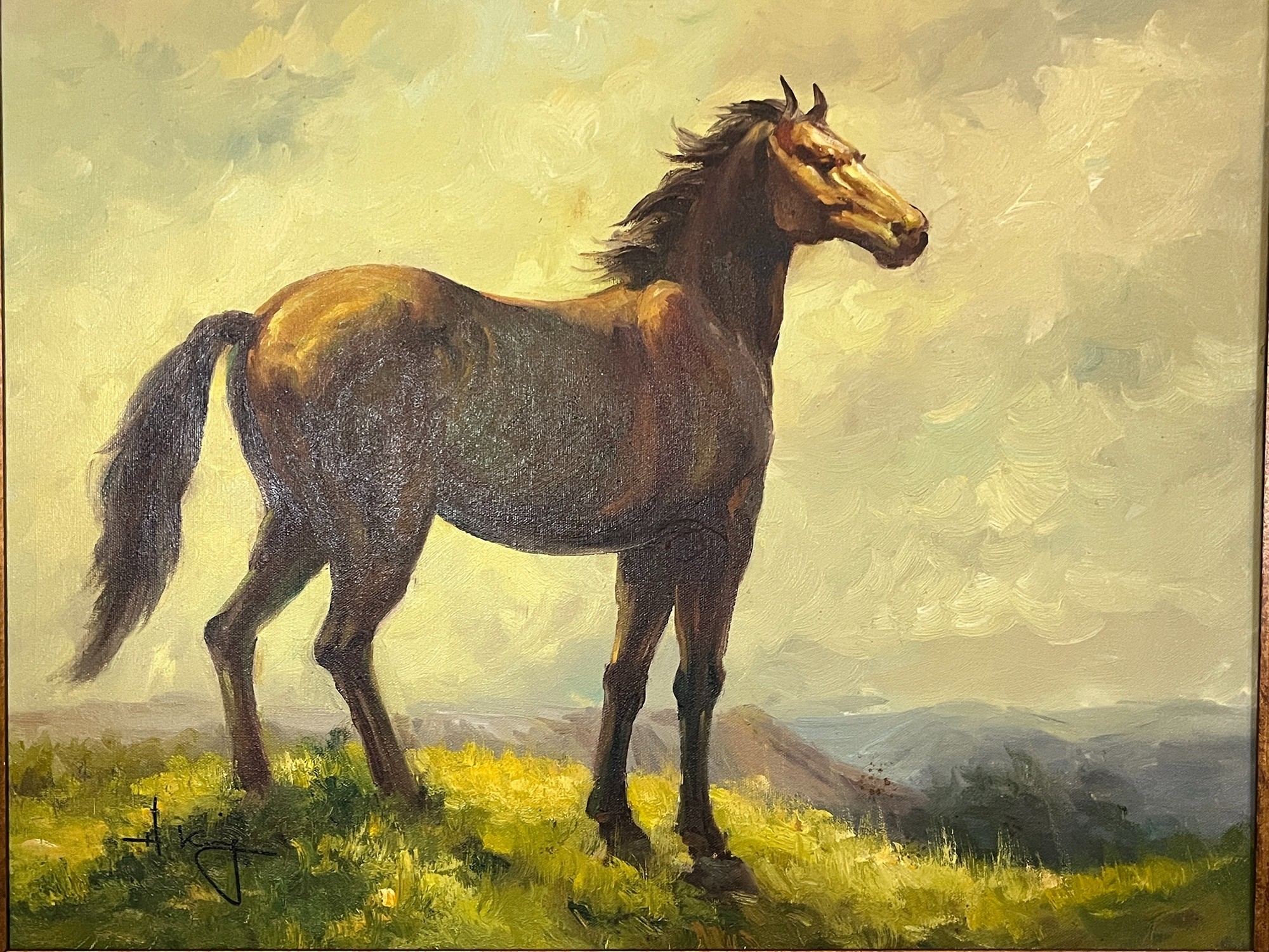 King H. | A Mid Century Horse/Stallion Oil Painting | Compare similar ...