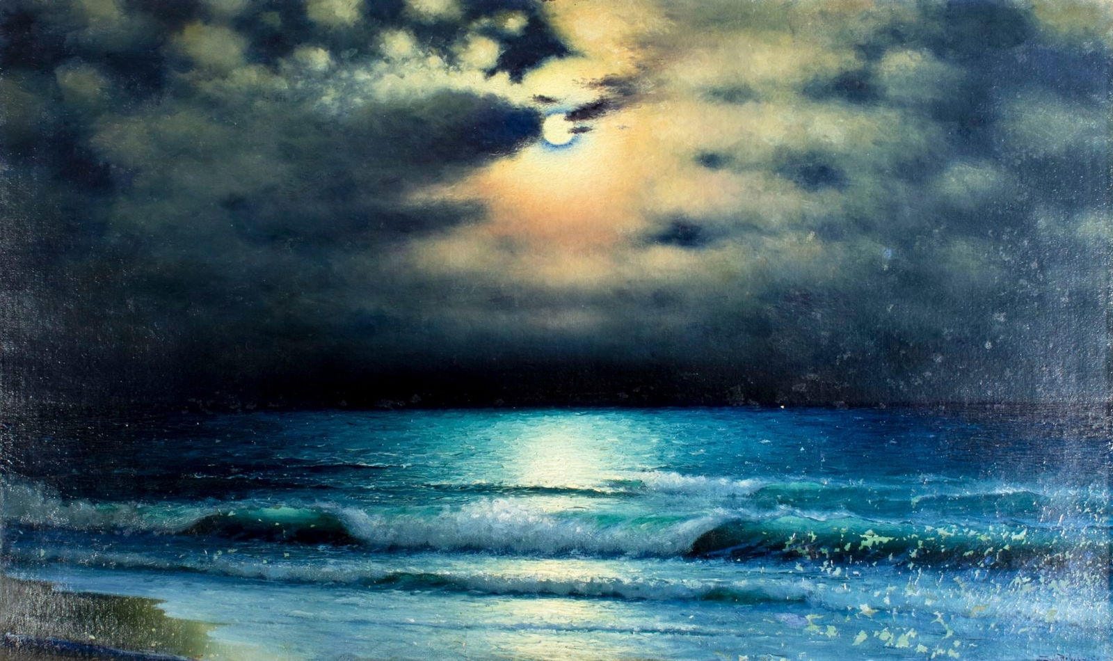 Richard Dey De Ribcowsky | Moonlight Seascape | MutualArt