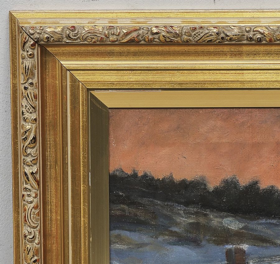 Johan Severin Nilson | vinterlandskap med hus | MutualArt