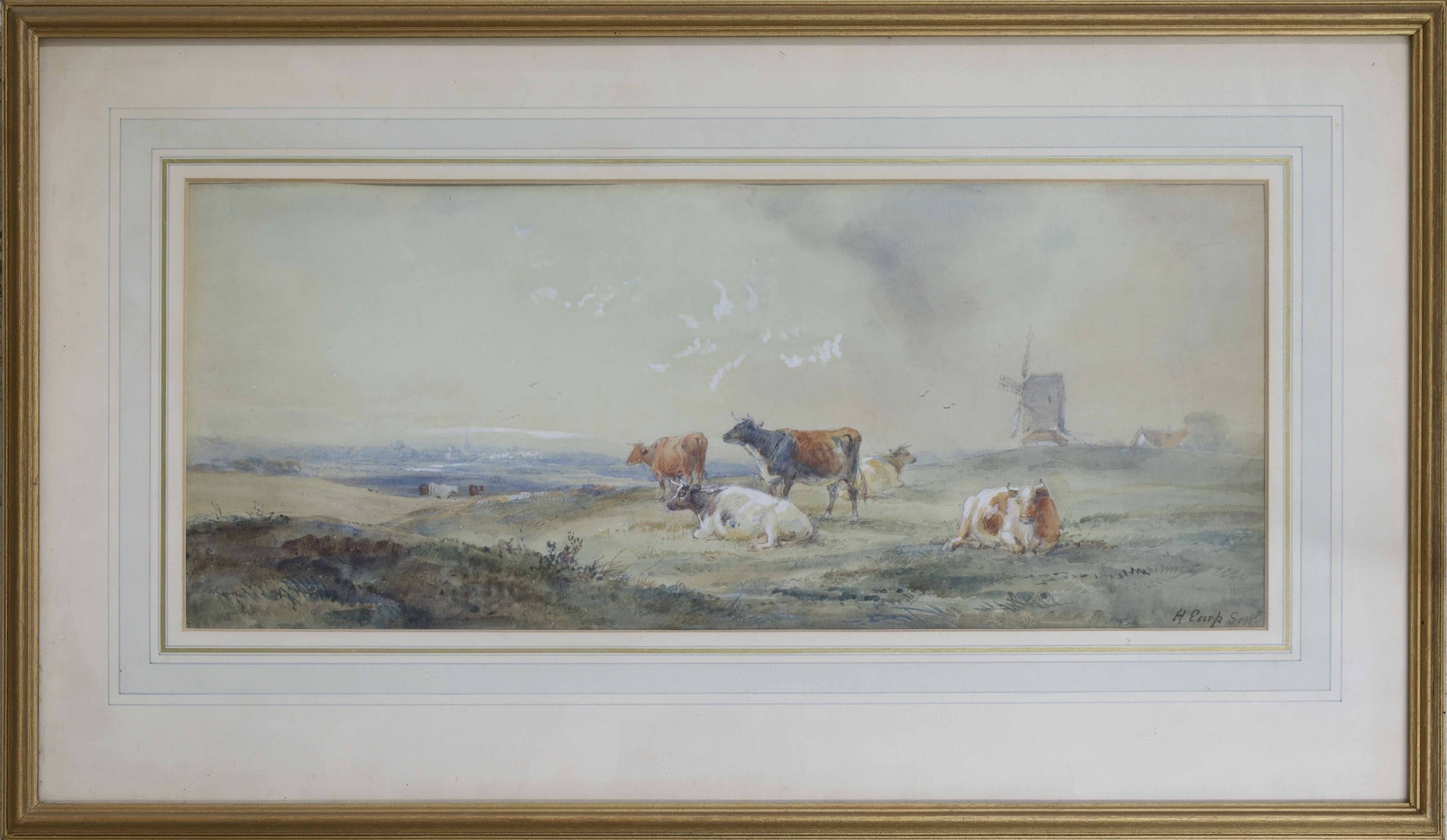 William Henry Earp | Cattle by a Windmill above Reigate | MutualArt