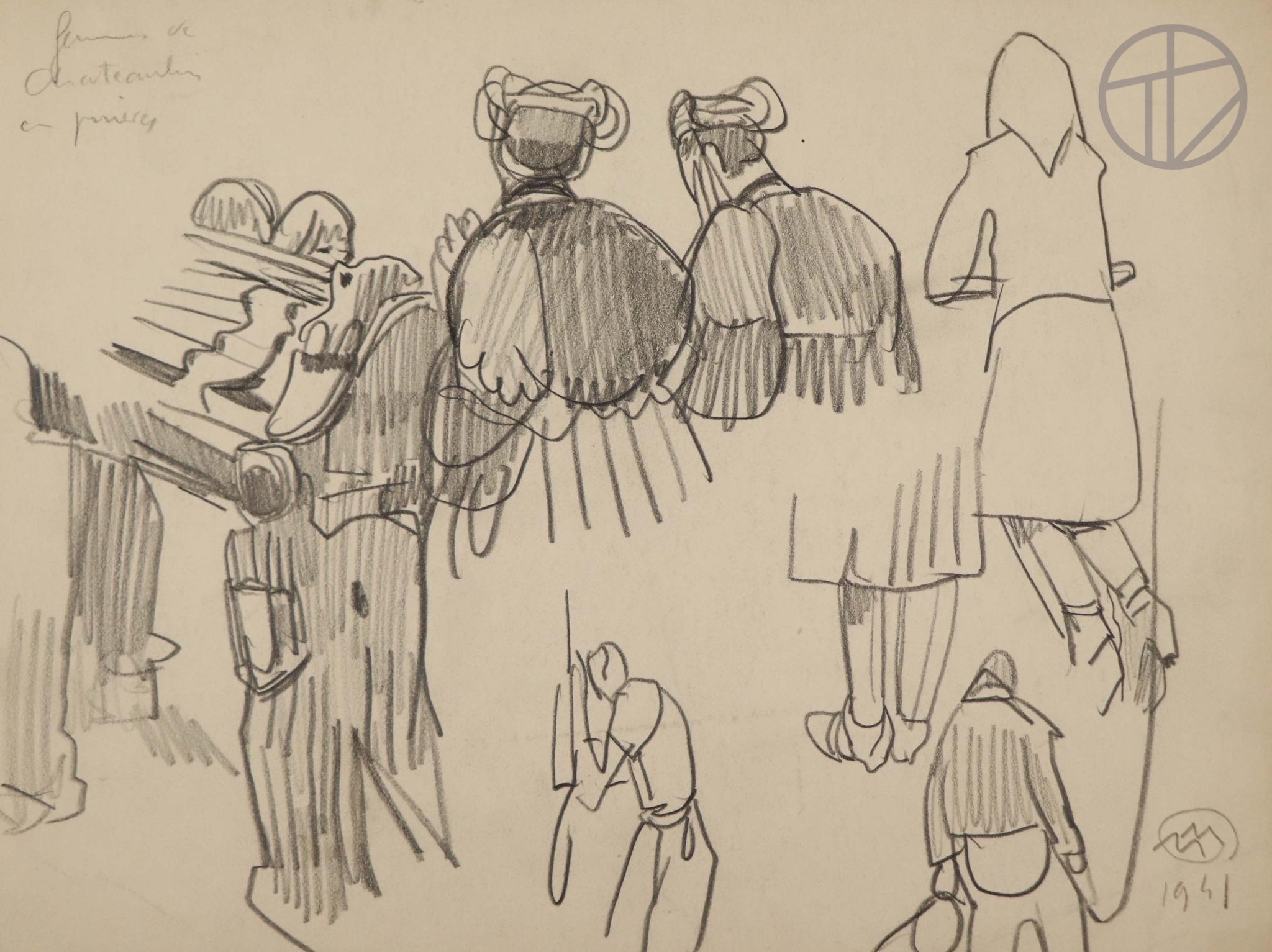 Mathurin Méheut | Femmes de Châteaulin en prière (1941) | MutualArt