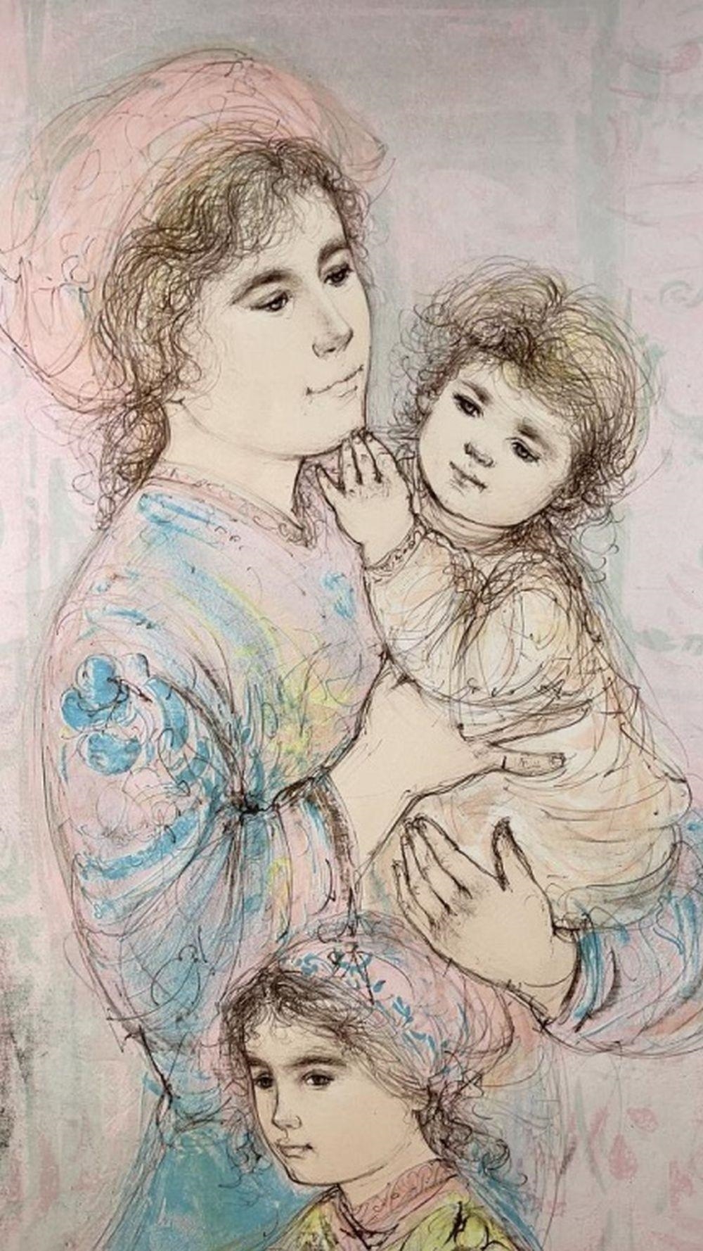 Edna Hibel | MOTHER AND CHILDREN | MutualArt