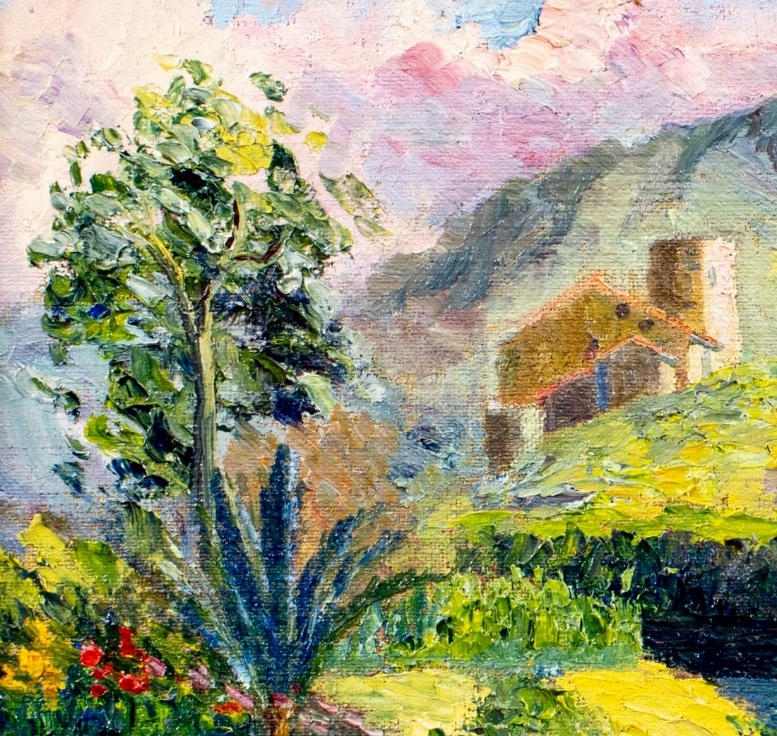 Hildegarde Hamilton | Mountain Landscape with Mansion | MutualArt