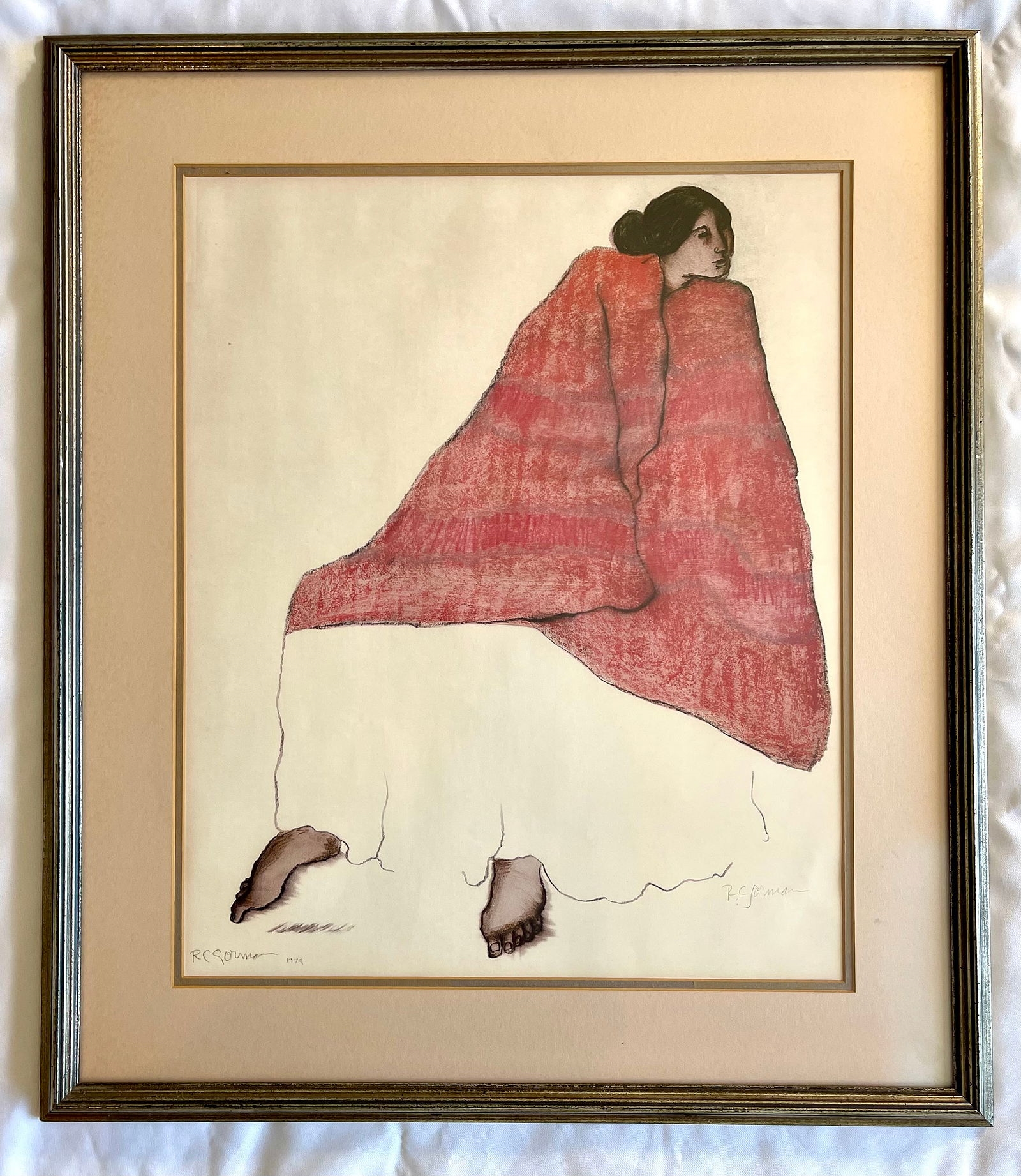 R.C. Gorman | Red Blanket, Native American Woman (1979) | MutualArt