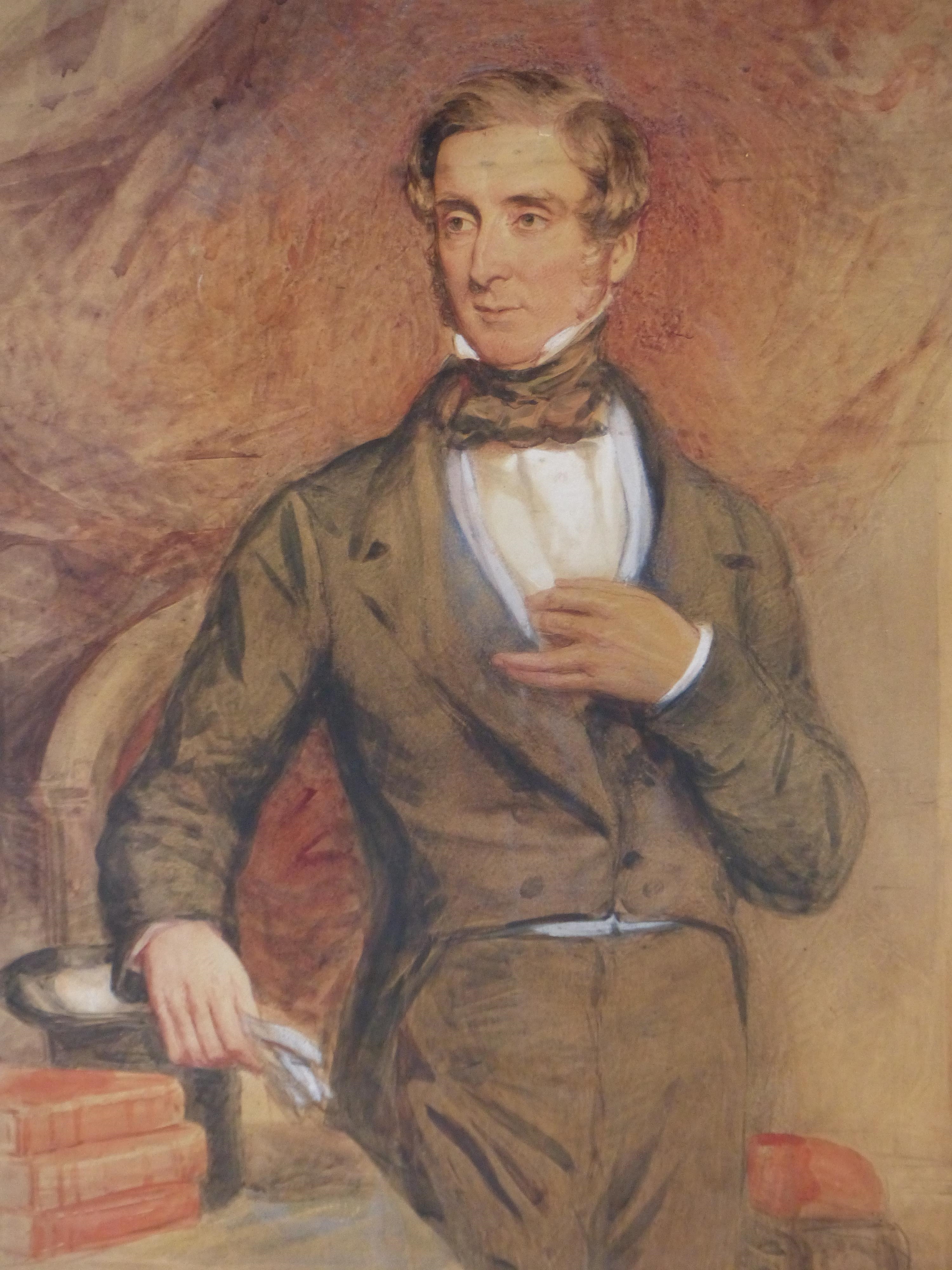 George Richmond | portrait of a gentleman standing in his study | MutualArt