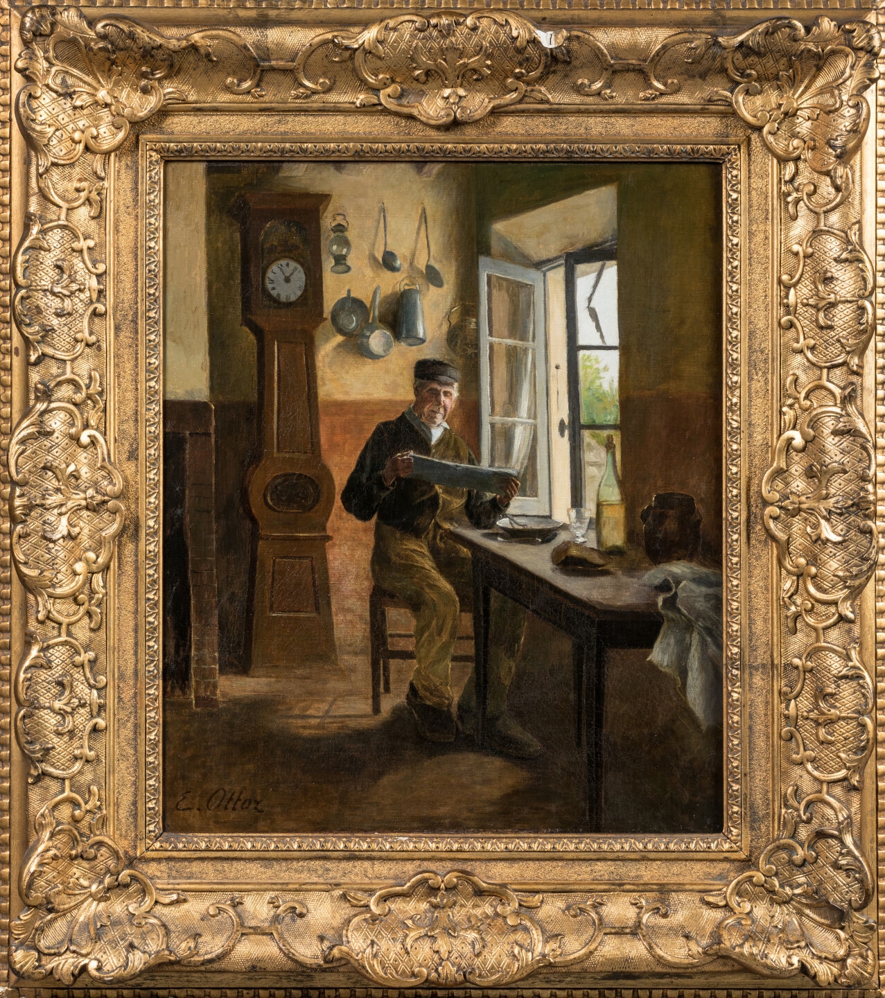 Emile-rene Ottoz | La lecture du journal dans la cuisine | Compare ...