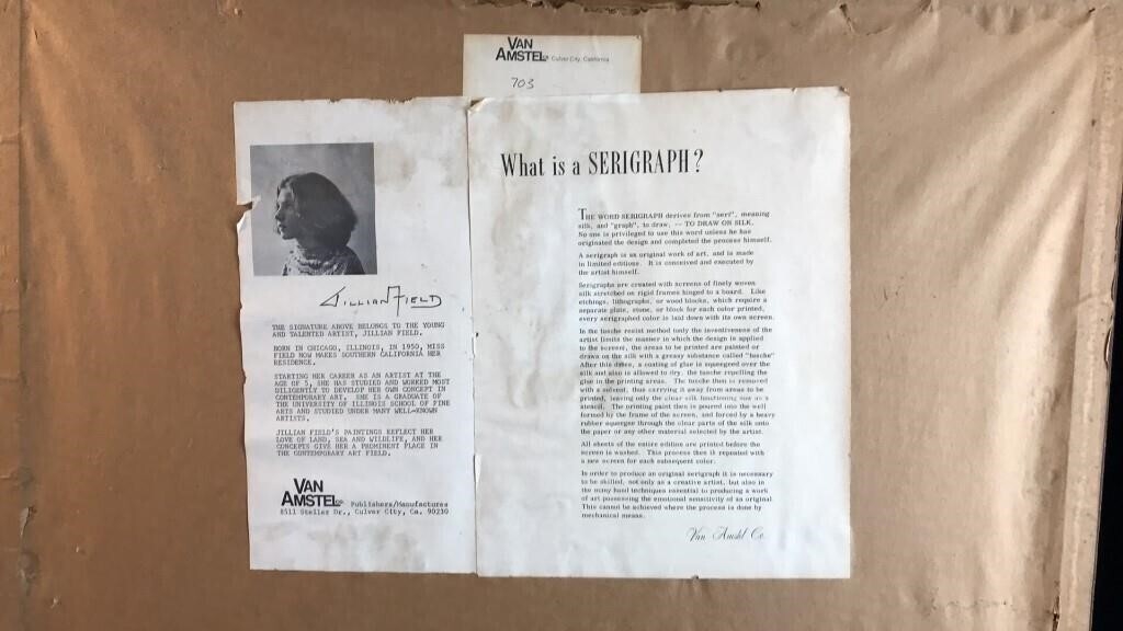 JILLIAN FIELD | Serigraph circa 1970s (Circa 1970s) | MutualArt