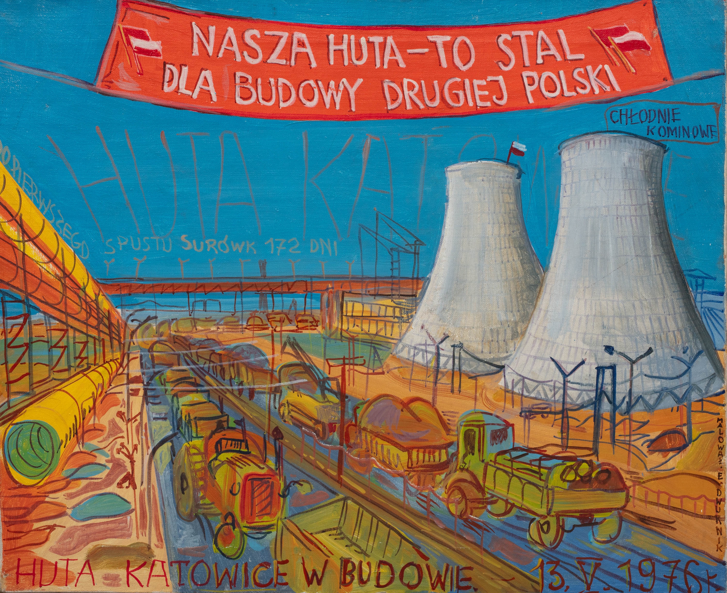 Edward Dwurnik | Huta Katowice w budowie, 1976 r (1976) | MutualArt