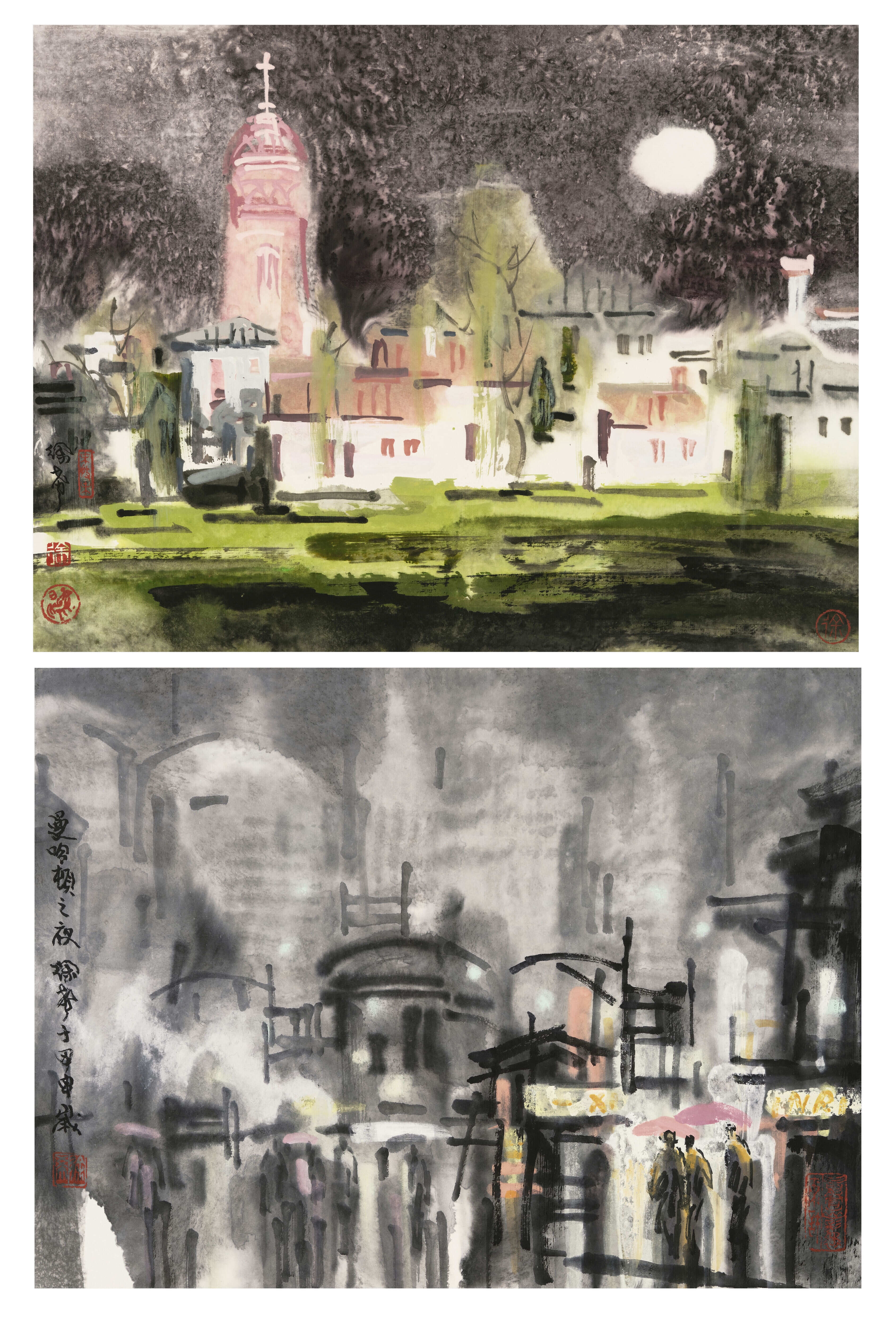 Xi Xu | Manhattan at night, scenery with a church (2004) | Compare ...