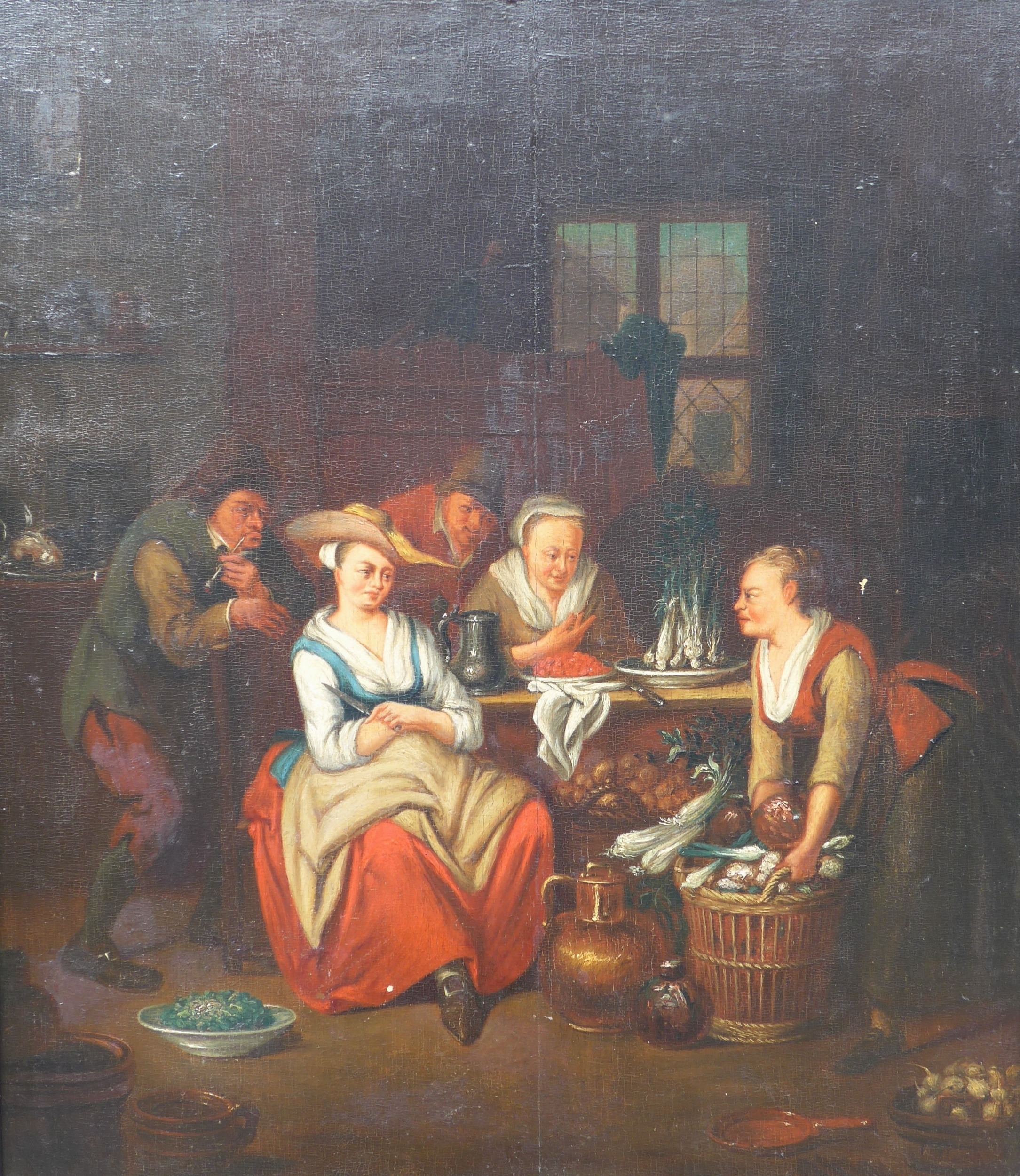 Jan Baptiste Lambrechts | Vegetable seller in interior scene | MutualArt