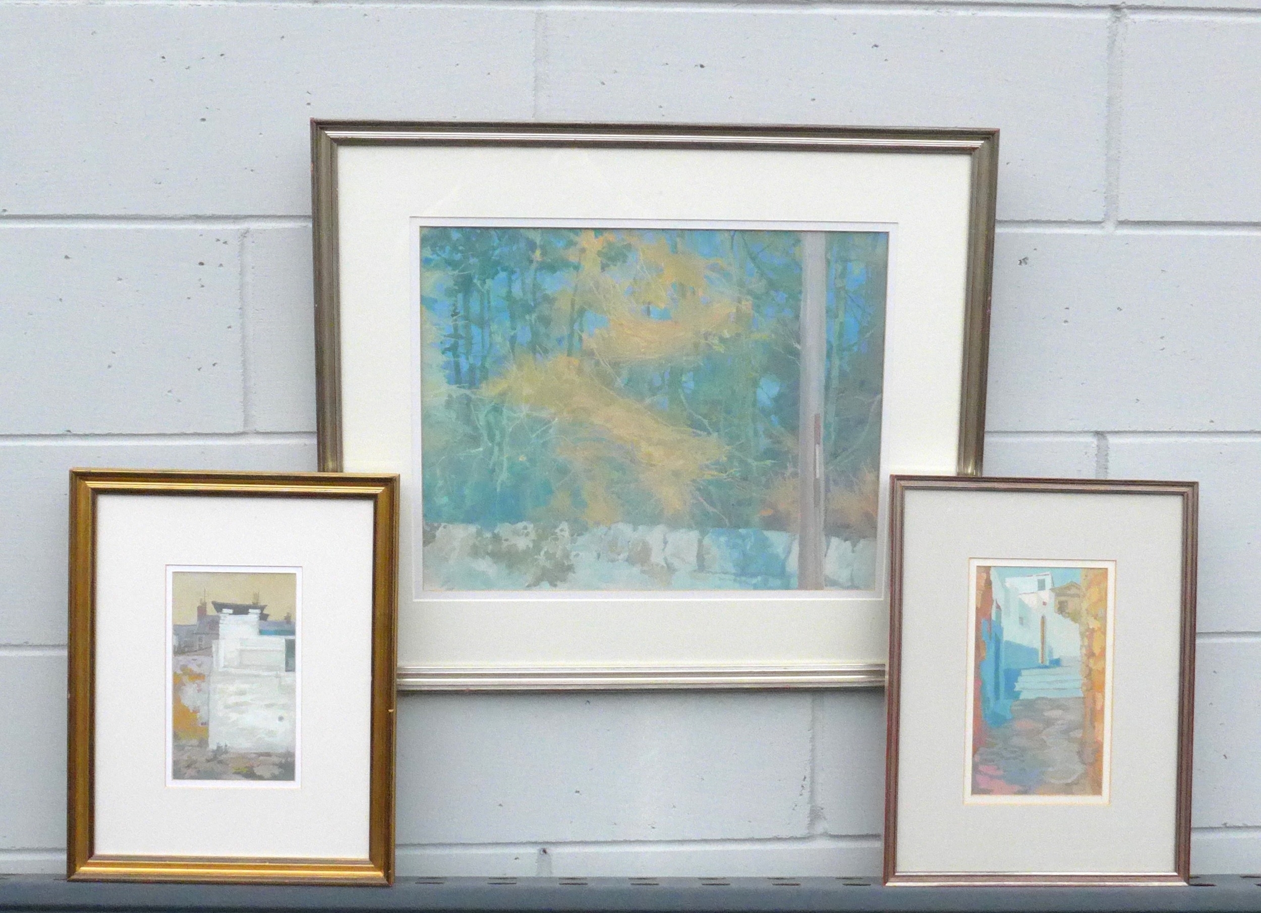 Irene Halliday | Three framed and glazed gouache works - Trees with ...