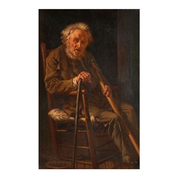 John George Brown | Old Man Seated in Chair (1880) | MutualArt