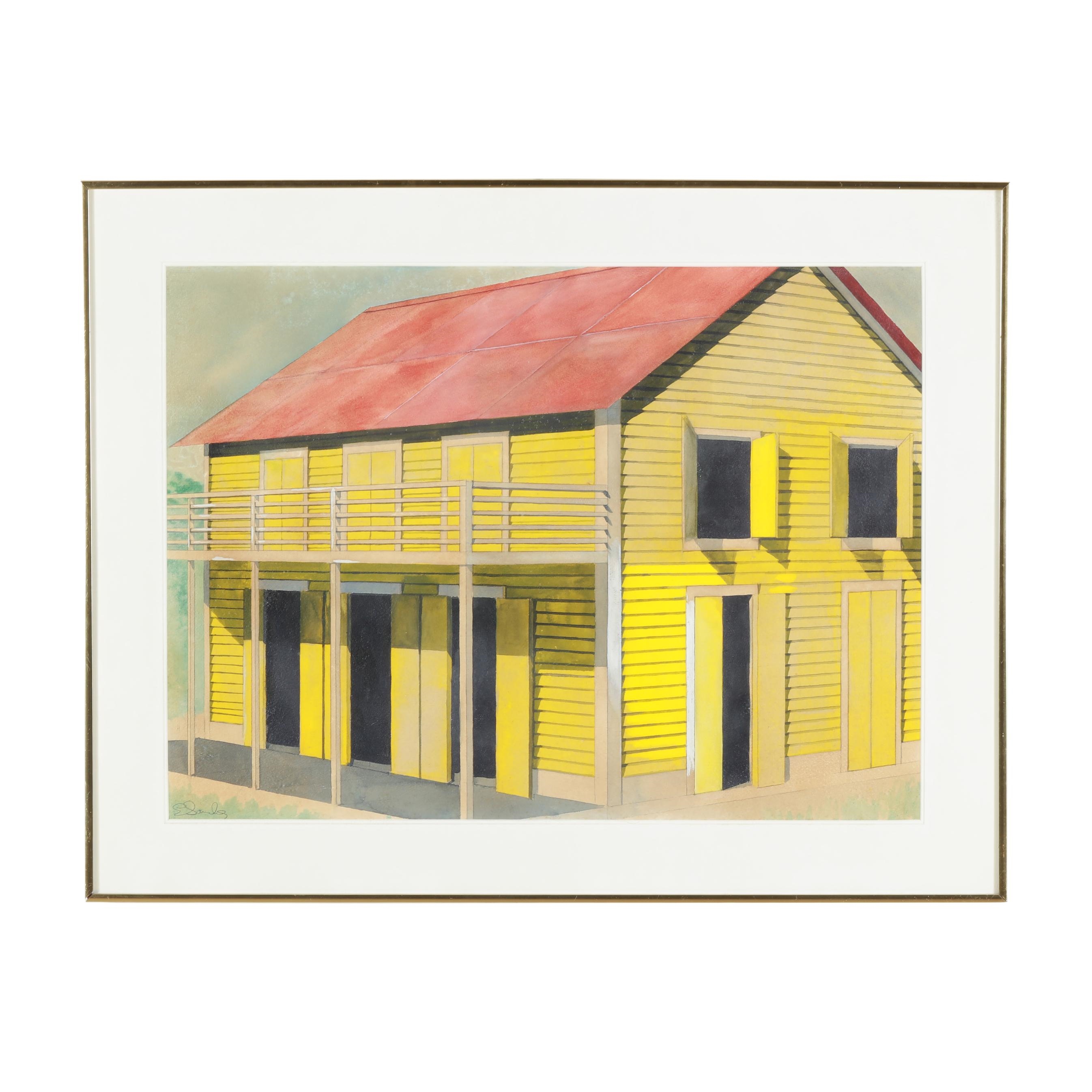 Emilio Sanchez | Yellow House | MutualArt