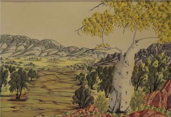 Richard Forrester | Hermannsburg Landscape Watercolour | MutualArt
