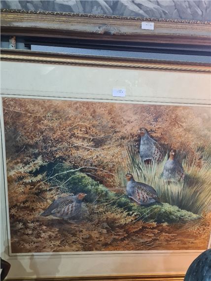 Berrisford Hill | watercolour of 4 grey Partridge | MutualArt