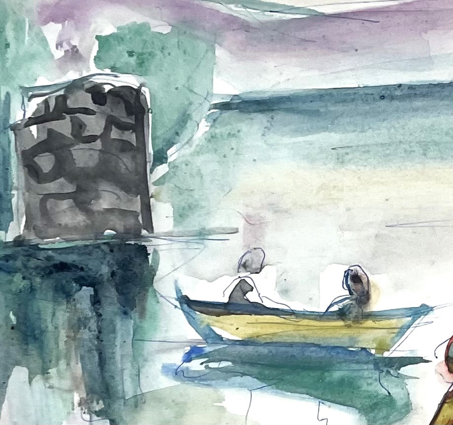 Raphael Mohar | Fishermen in the sea of Galilee (1954) | MutualArt