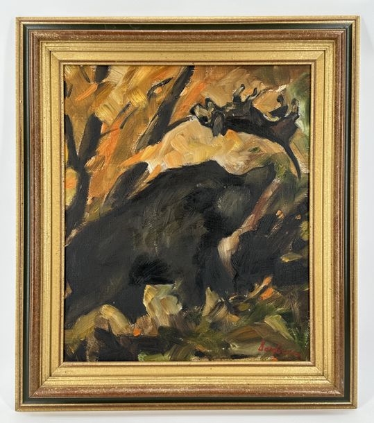 Milo Dardenne | The wild boar attacking the hunting dog | MutualArt