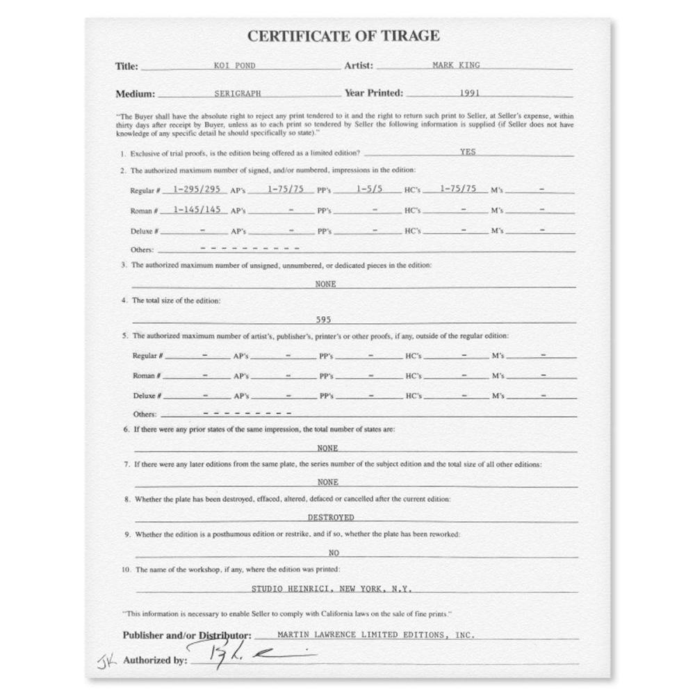 Mark King | Koi Pond | MutualArt