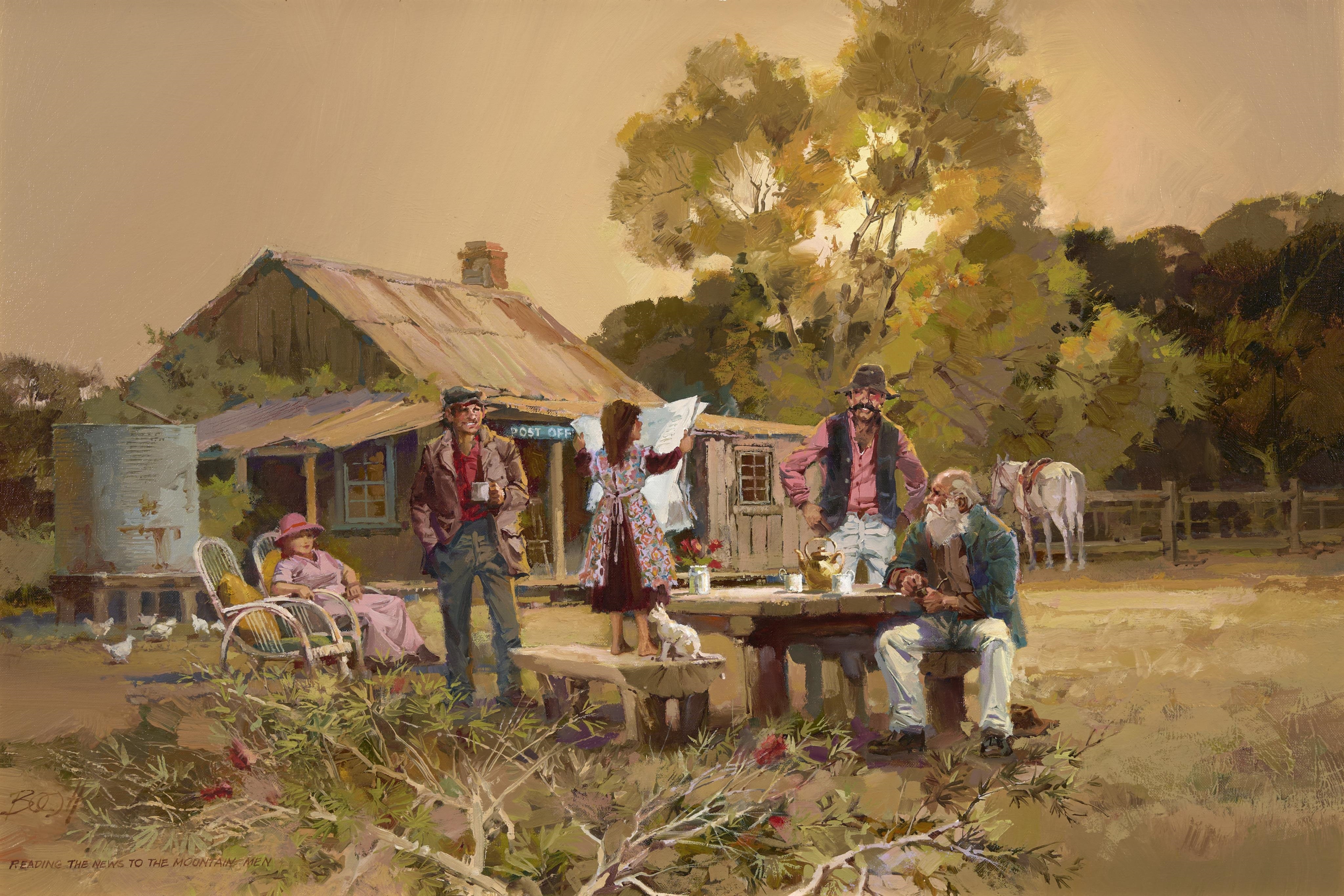 Bob Booth | Reading the News to the Mountain Men | MutualArt