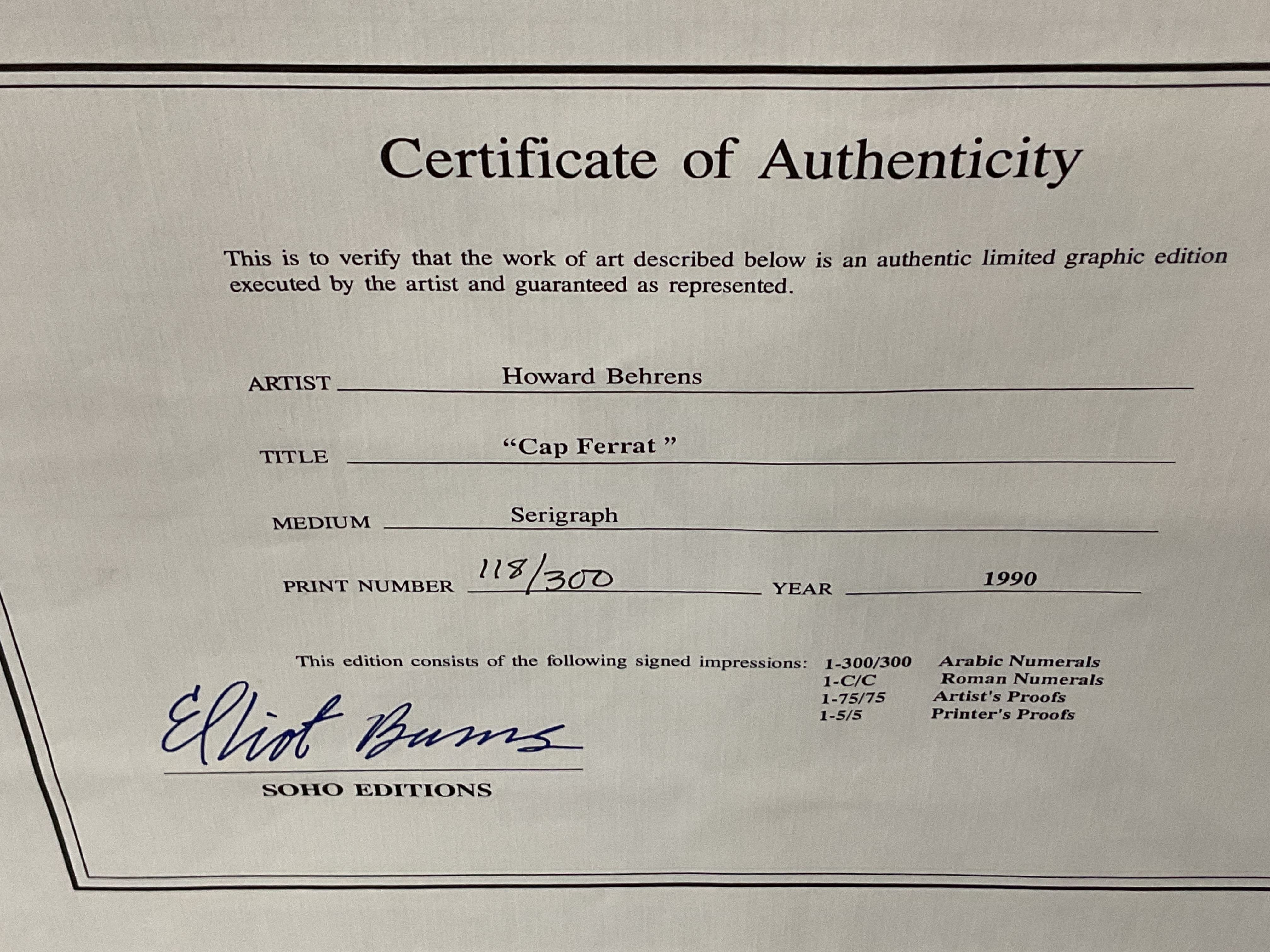 Howard Behrens | Cap Ferrat (1990) | MutualArt