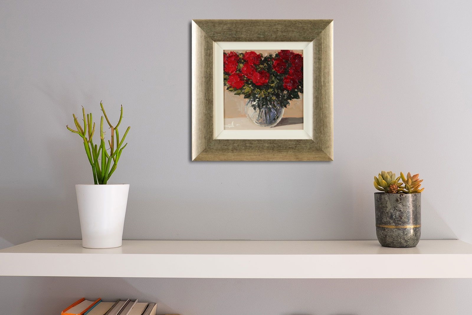 Vivek Mandalia | RED FLOWERS IN A ROUND VASE | MutualArt
