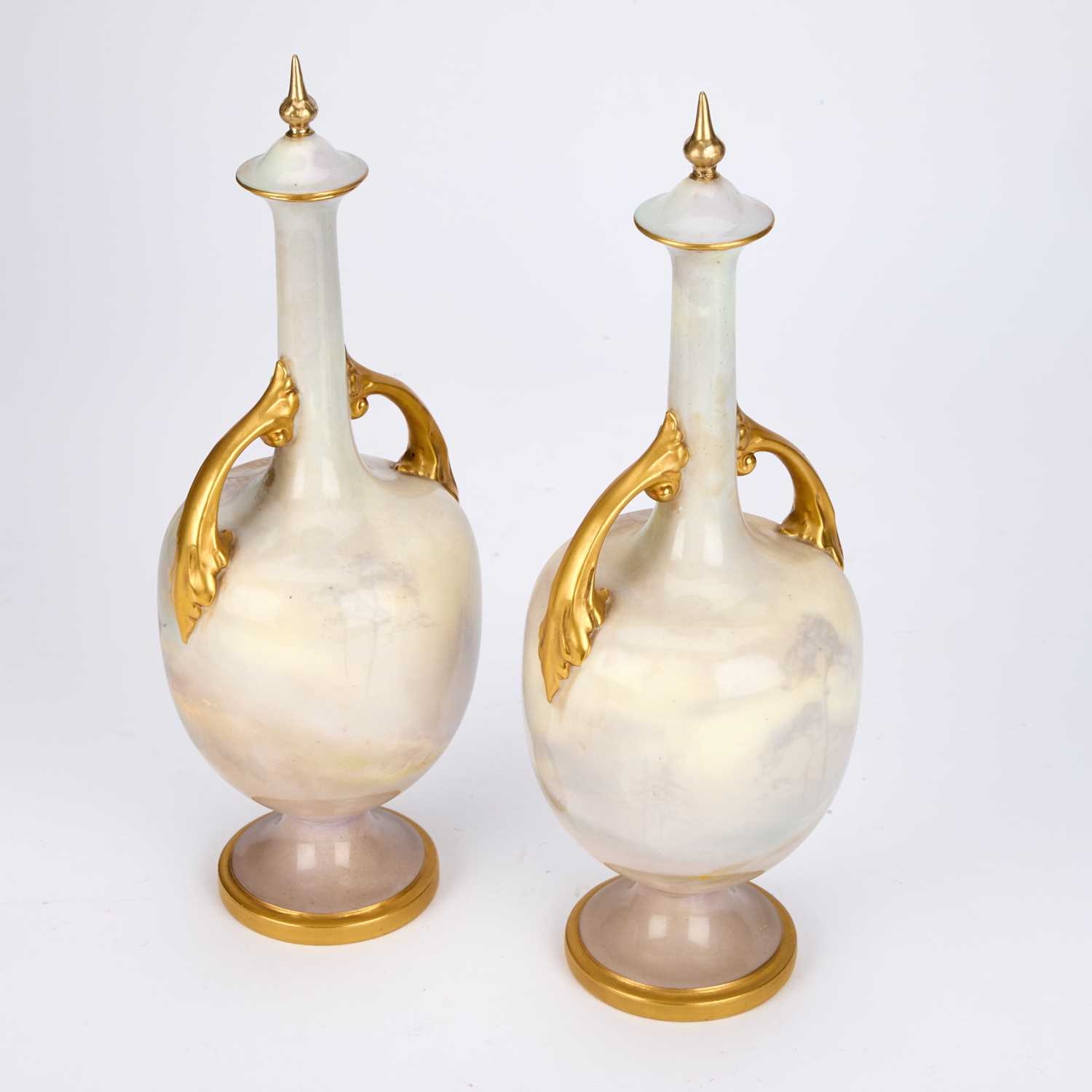 Harry Davis | A PAIR OF ROYAL WORCESTER TWO-HANDLED VASES AND COVERS ...